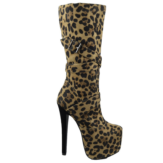 Strappy Stiletto Platform Mid Calf Boot – SOBEYO.COM