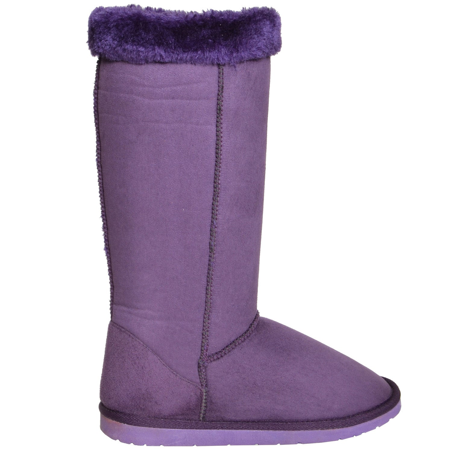 Womens Mid Calf Boots Fur Cuff Trimming Casual Pull on Shoes – SOBEYO.COM